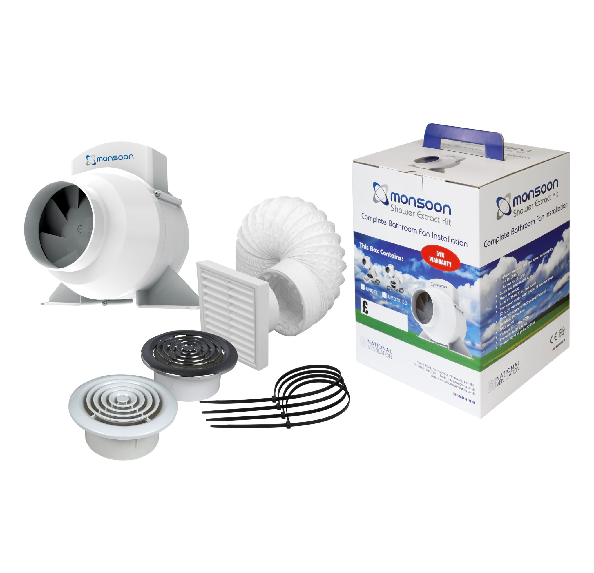 100mm Monsoon Shower Extract Kit - National Ventilation